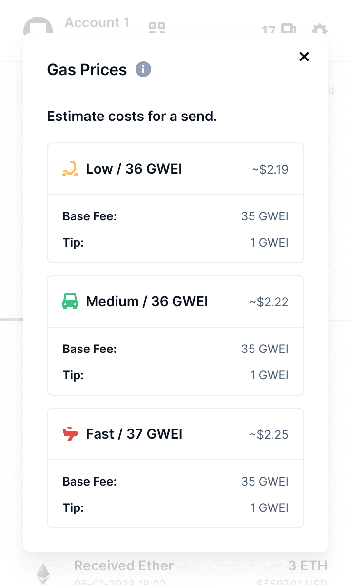 Etherum Gas Fee Tracker | BlockWallet